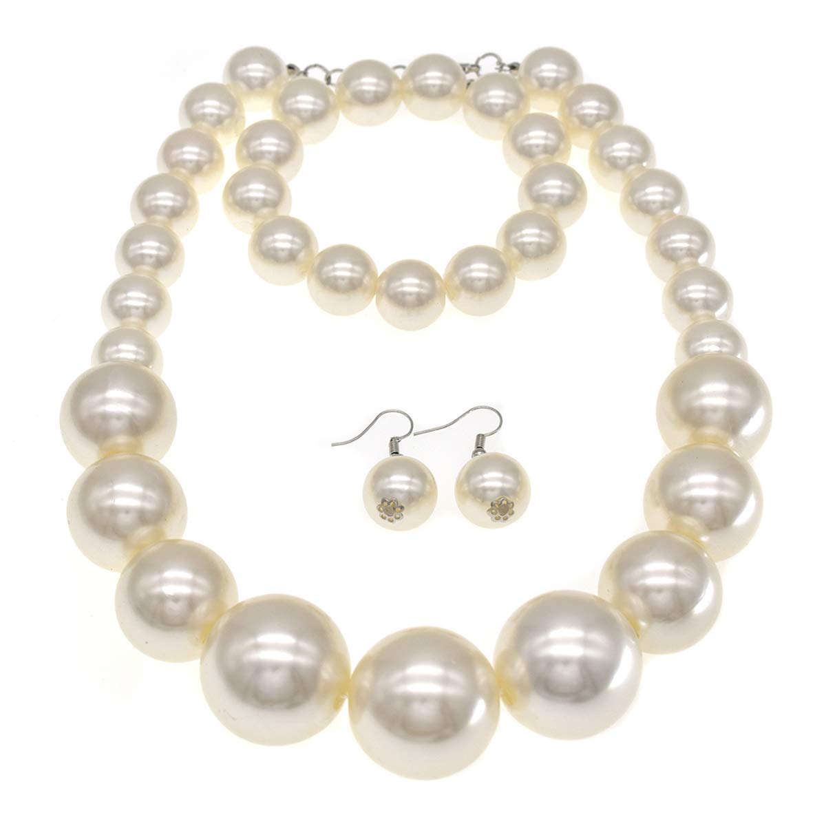 utop JNF Hand made Pearl Statement Necklace for Women Rhinestone Multilayer Crystal Necklaces Chunky Pearl Necklace Large Pearl Necklace and Earrings Set for Mother Mom's gift