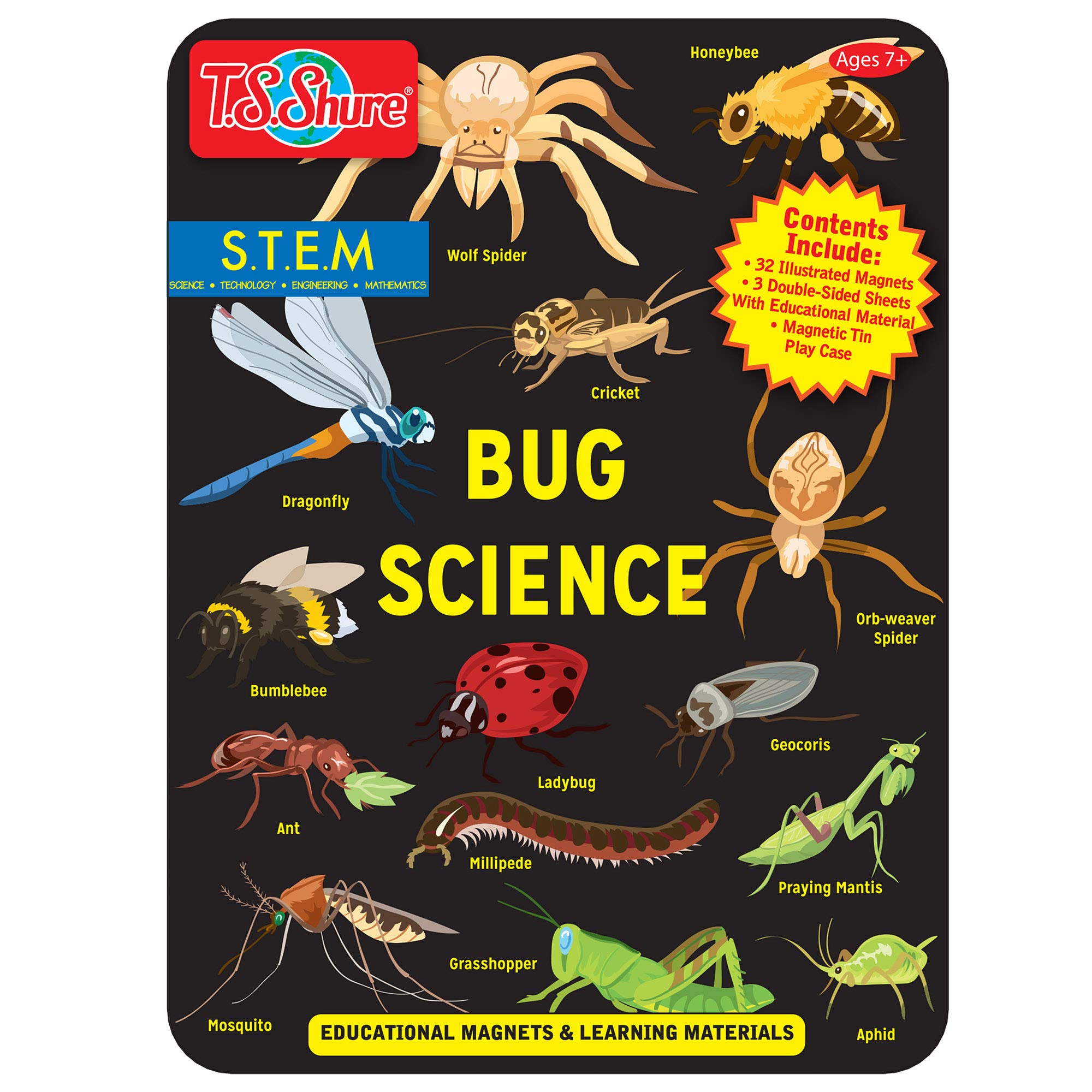 T.S. Shure Bug Science Educational Magnets Tin