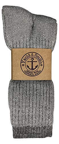 Yacht & Smith Wholesale Bulk Merino Wool Thermal Hiking Boot Socks, Mens Womans Kids (Mens/Assorted, 4) (Mens/Gray)
