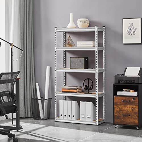Topeakmart Storage Shelves 5 Tier Adjustable Metal Shelving Unit Utility Shelves Garage Storage Racks for Warehouse Garage Pantry Kitchen- Silver, 29.5 x 12 x 60 Inch