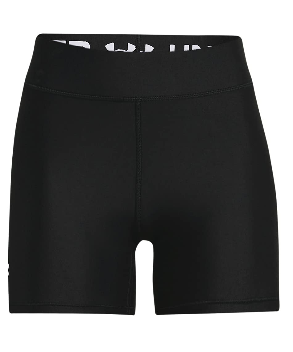 Under Armour Womens HeatGear Armour Mid Rise Shorts , Black (001)/White , Small