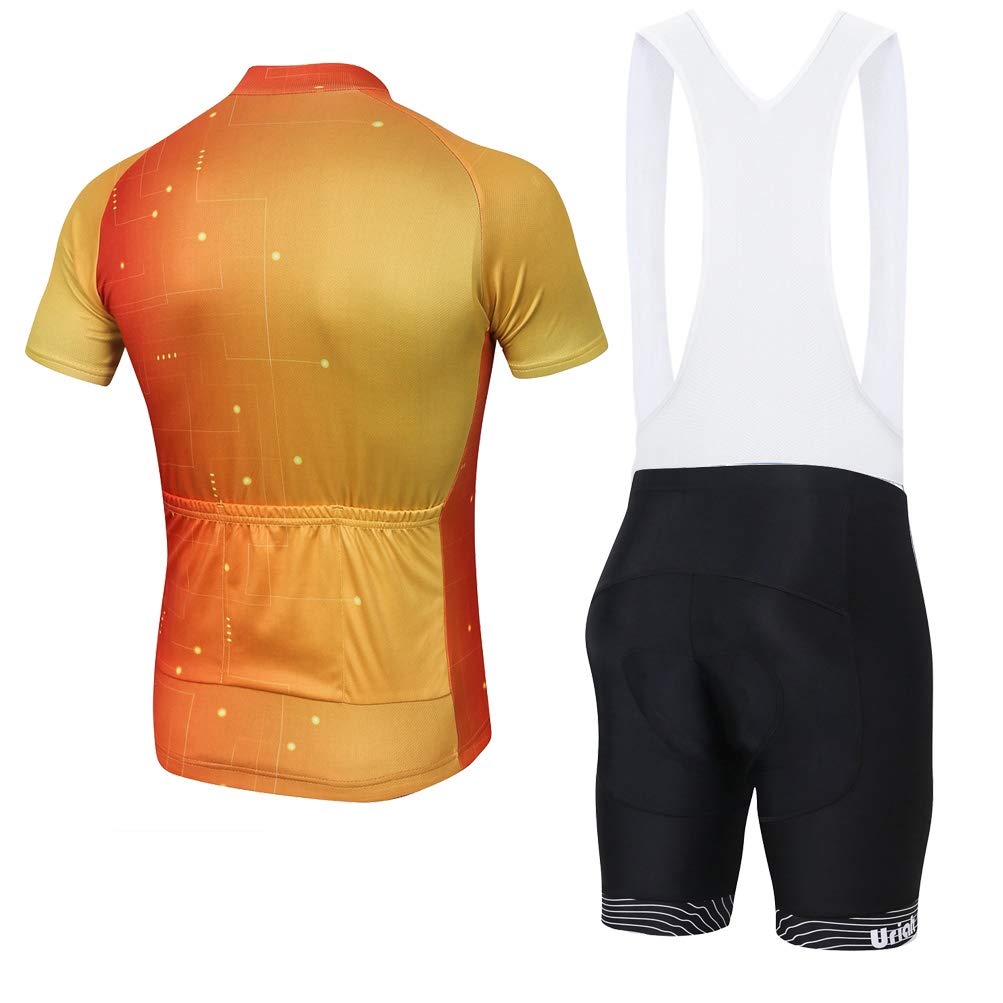 Uriah Men's Cycling Jersey Short Sleeve White Bib Shorts Sets Electric Yellow Size 5XL(CN)