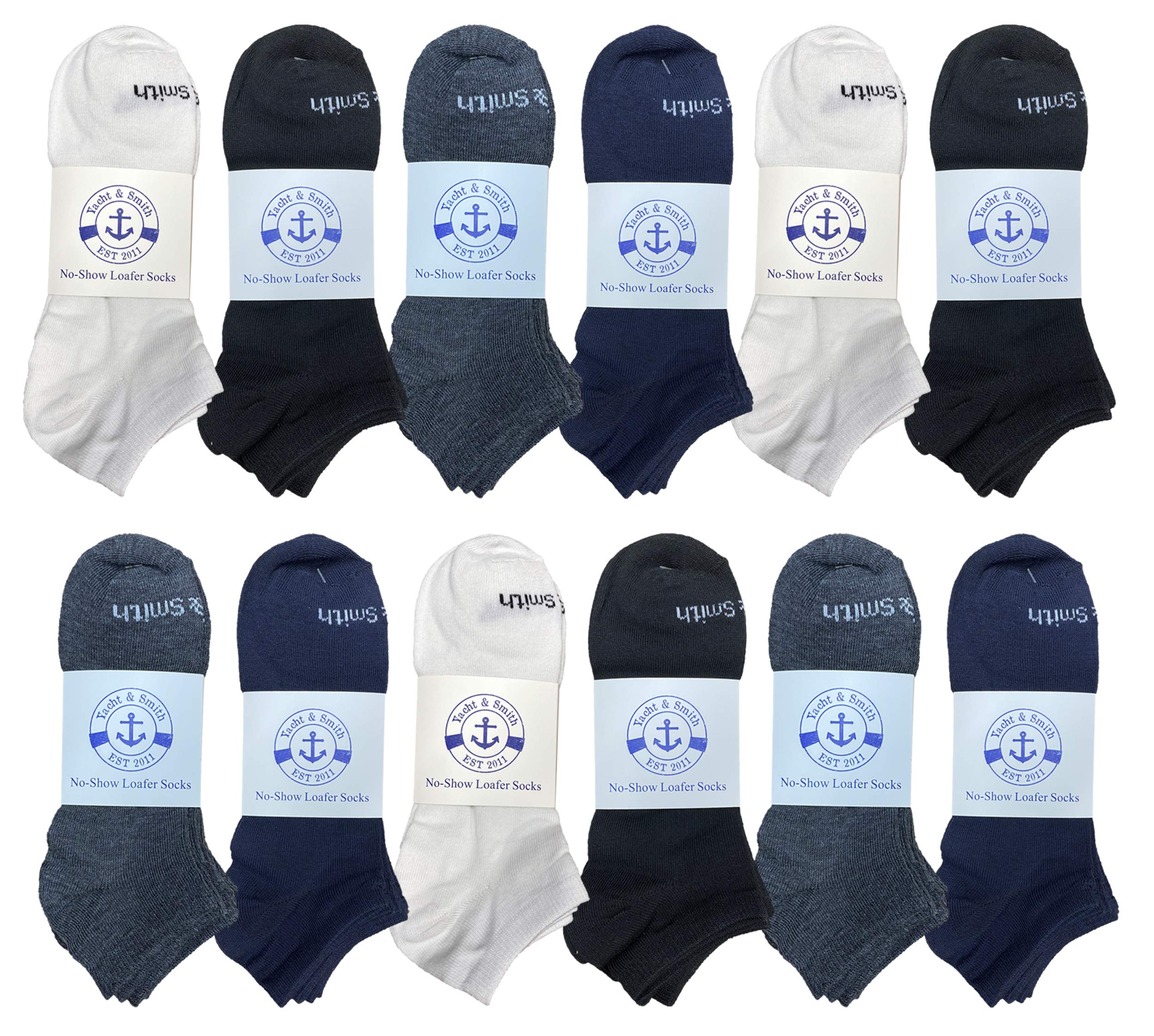 Yacht & Smith 12 Pair Men's Low Cut Ankle Socks Thin Comfortable Lightweight Breathable Wholesale Bulk Sport Socks