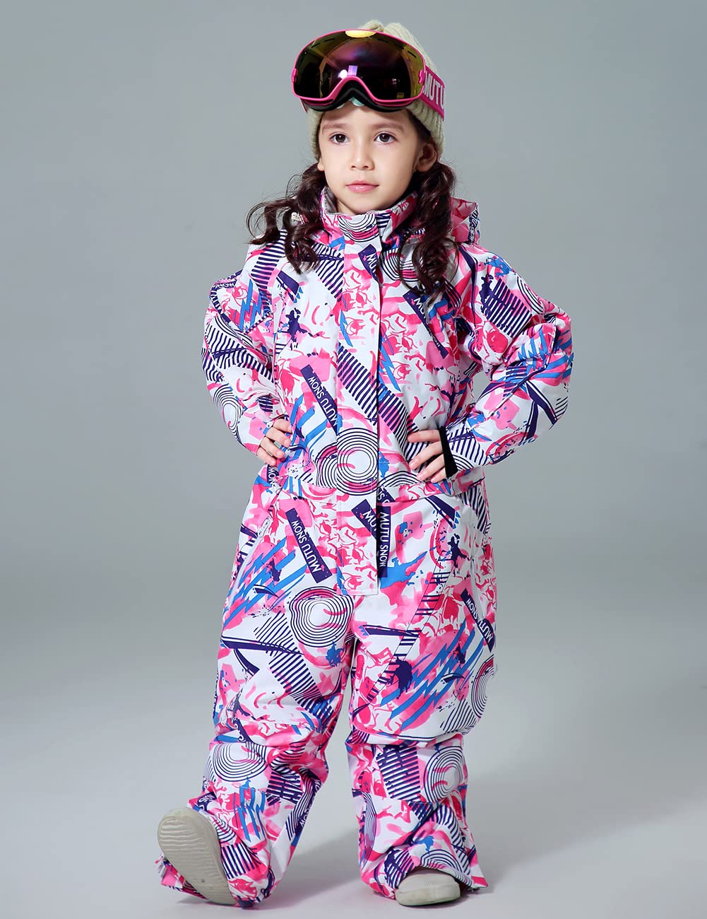 YEEFINE Girl's Snowsuit One Piece Ski Suits Jackets Waterproof Winter Warm Jumpsuits Snowboard Coats for Kids