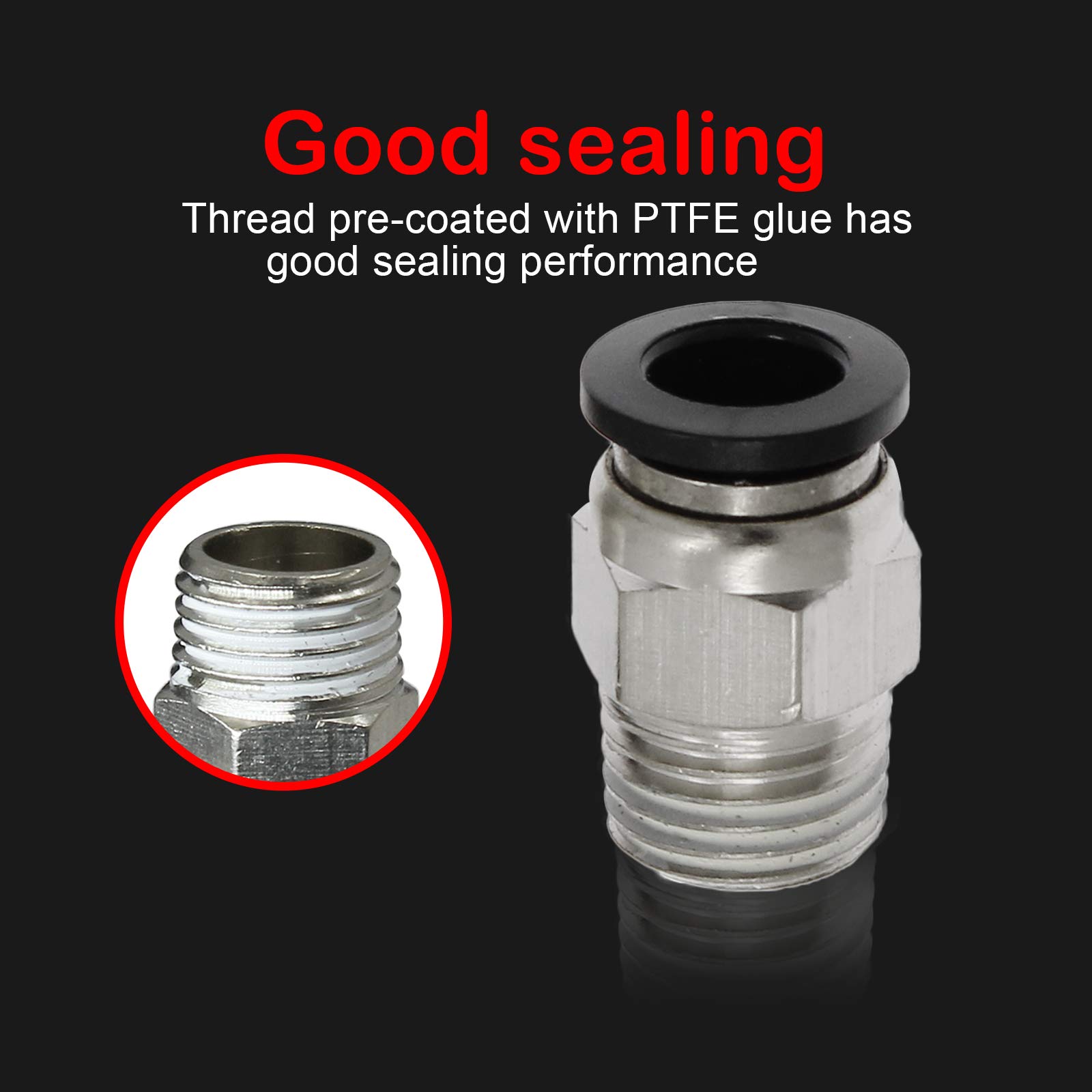 TOUHIA Pneumatic Male Straight Push to Connect Fitting 6mm Tube OD x 1/4" NPT Thread - Pack of 10