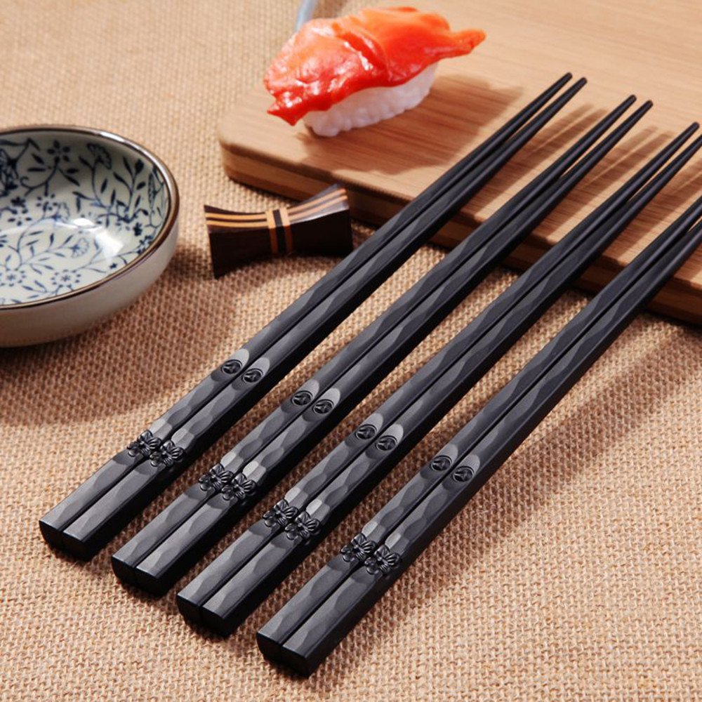 YJYDADA 1 Pair Japanese Chopsticks Alloy Non-Slip Sushi Chop Sticks Set Chinese Gift (D)