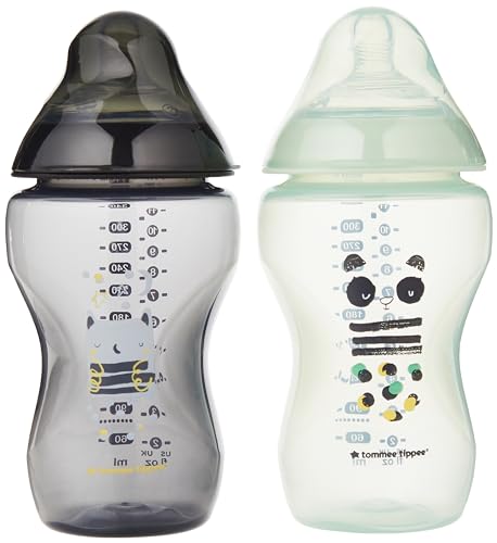 Tommee Tippee Closer to Nature Decorated Blue Baby Bottle, 340 ml, 2 Pack