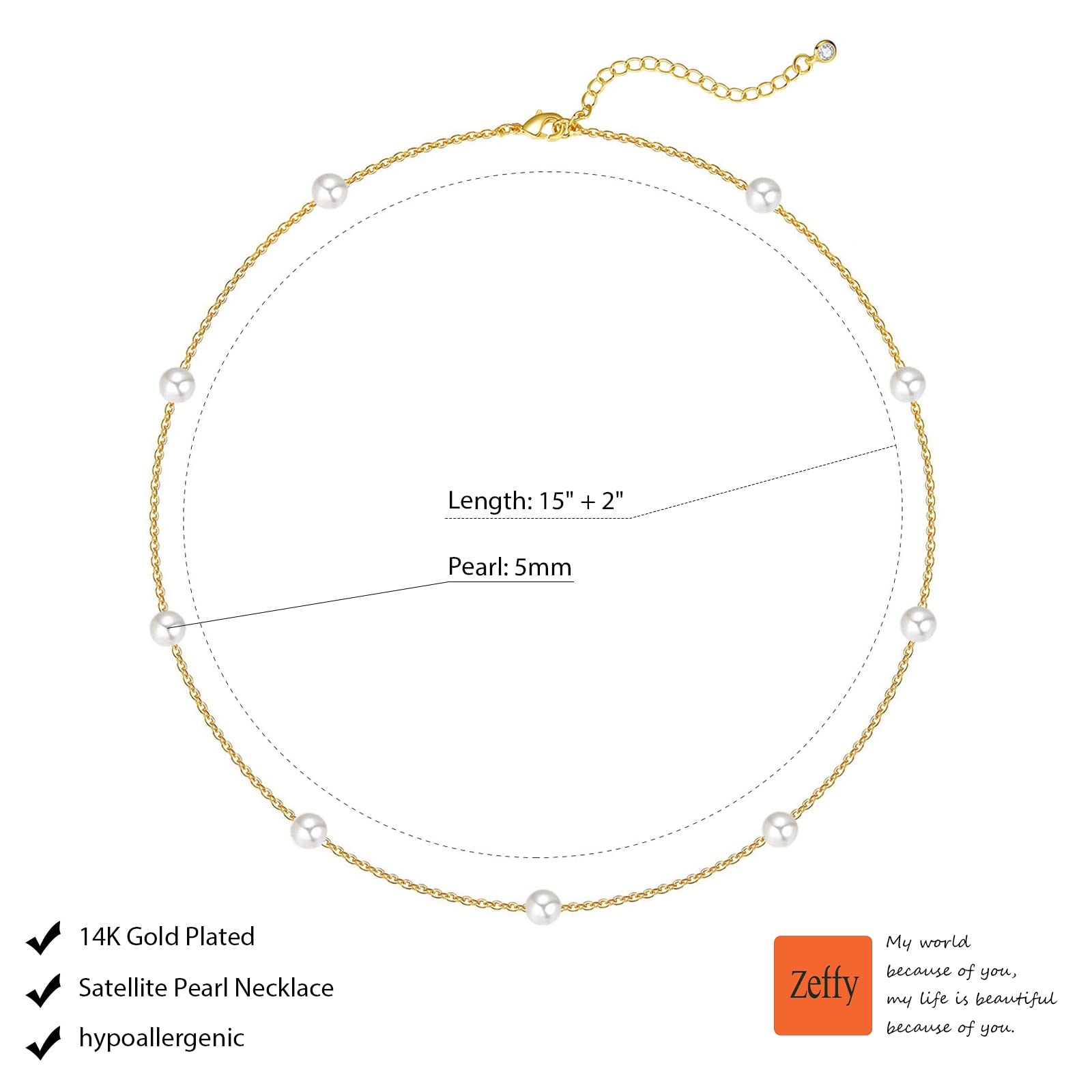 Zeffy Cross Pendant Necklace for Women 18k Gold Plated Rhinestone