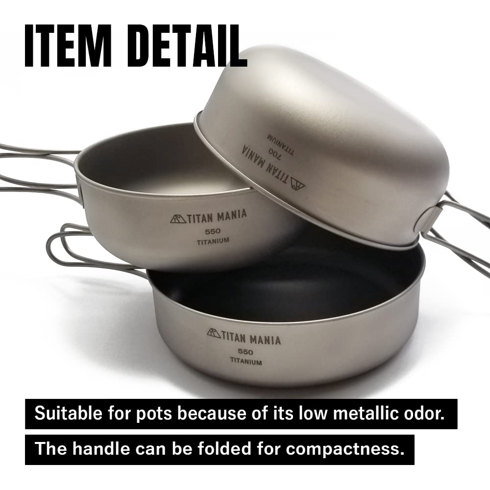 TITAN MANIA Titanium 750ml Pot with Lid, Cooker, Kocher, Camping Cookware, Ultra Lightweight, Sturdy, Outdoor Gear, Camping Equipment