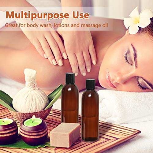 Vumdua 18 Pack Empty Plastic Squeeze Bottles, 8oz Amber Travel Bottles with Disc Top Flip Cap, Refillable BPA-Free Plastic Containers For Shampoo, Lotions, Body Wash