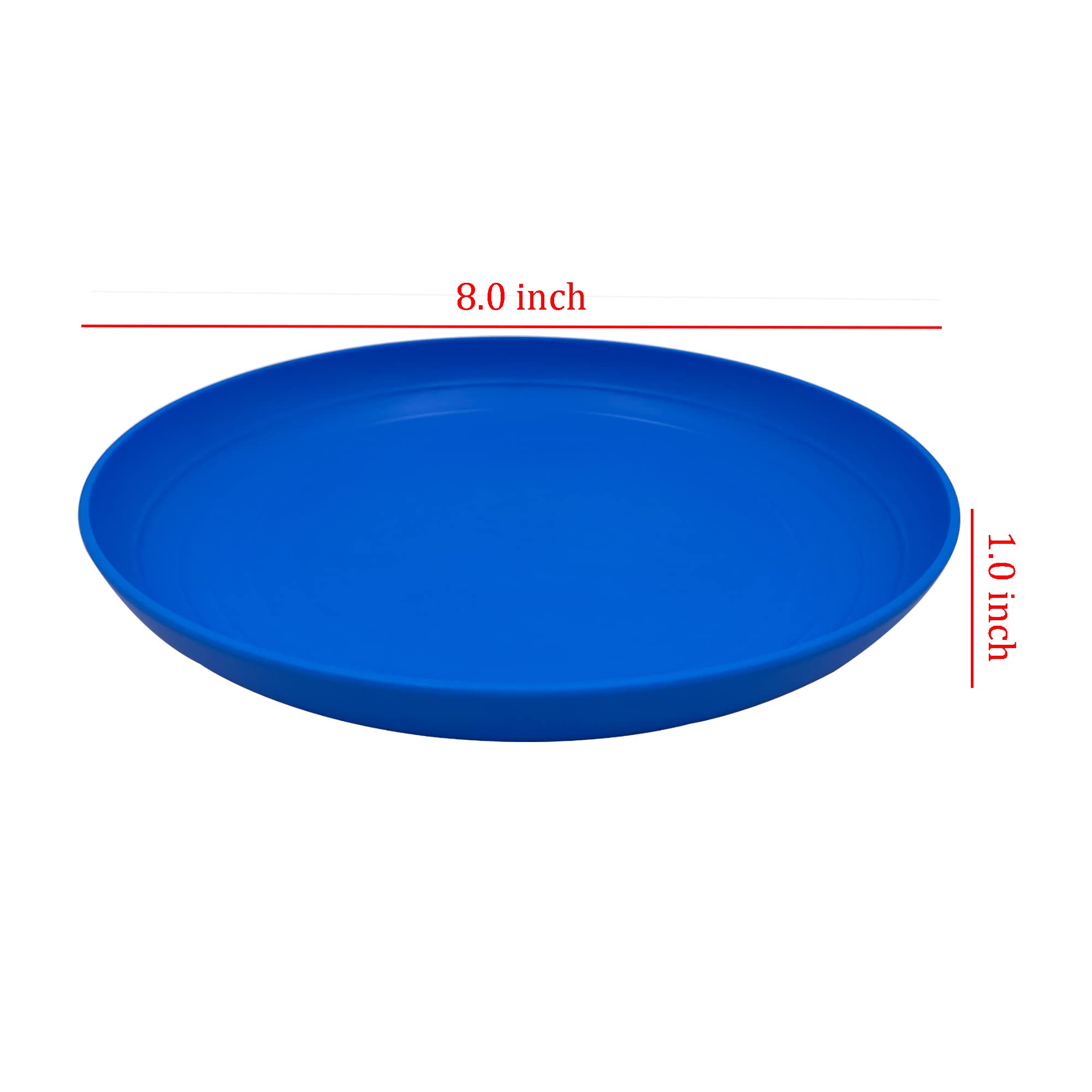YUYUHUA Kids Plastic Plates Reusable β Unbreakable Everyday Dinner Plates 8 inch set of 6 - BPA Free Dishwasher & Microwave Safe Hard Plates for Kitchen, Party, Camping, Outdoor
