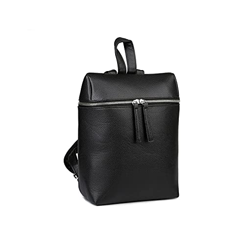 WOBBLO Backpacks Women Backpack White And Black Lady Travel PU Leather Backpacks Female Rucksack Bag (Color : Black)