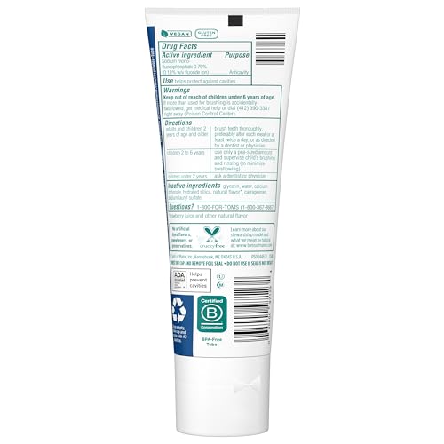 Tom's of Maine ADA Approved Fluoride Children's Toothpaste, Natural Toothpaste, Dye Free, No Artificial Preservatives, Silly Strawberry, 5.1 oz. 3-Pack (Packaging May Vary)