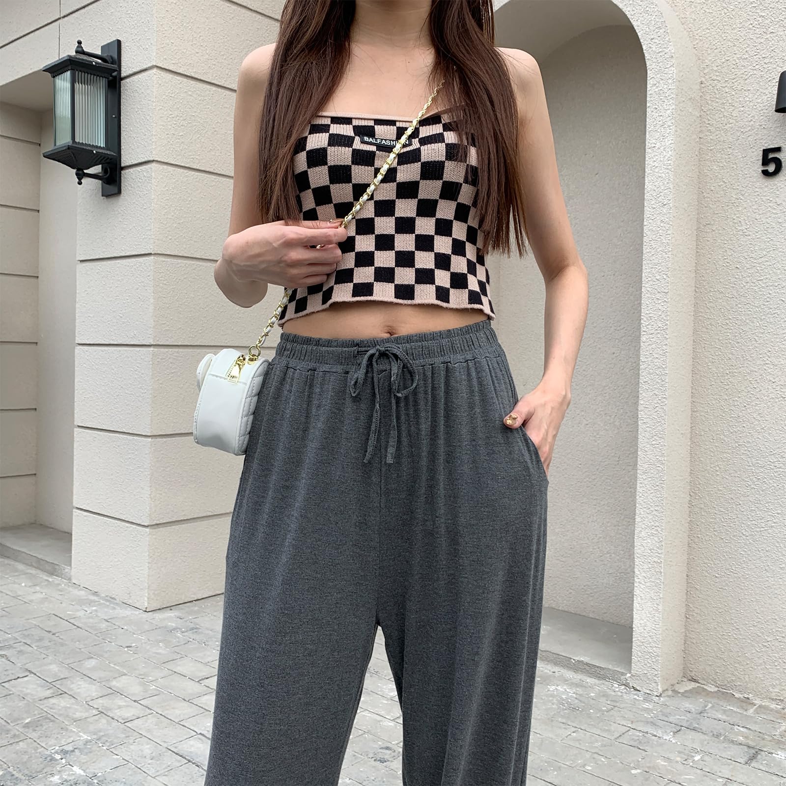 Women's High Waisted Yoga Sweatpants Athletic Casual Pants Soft Lightweight Joggers Comfy Lounge Drawstring Workout Ladies Sweat Pants S Grey