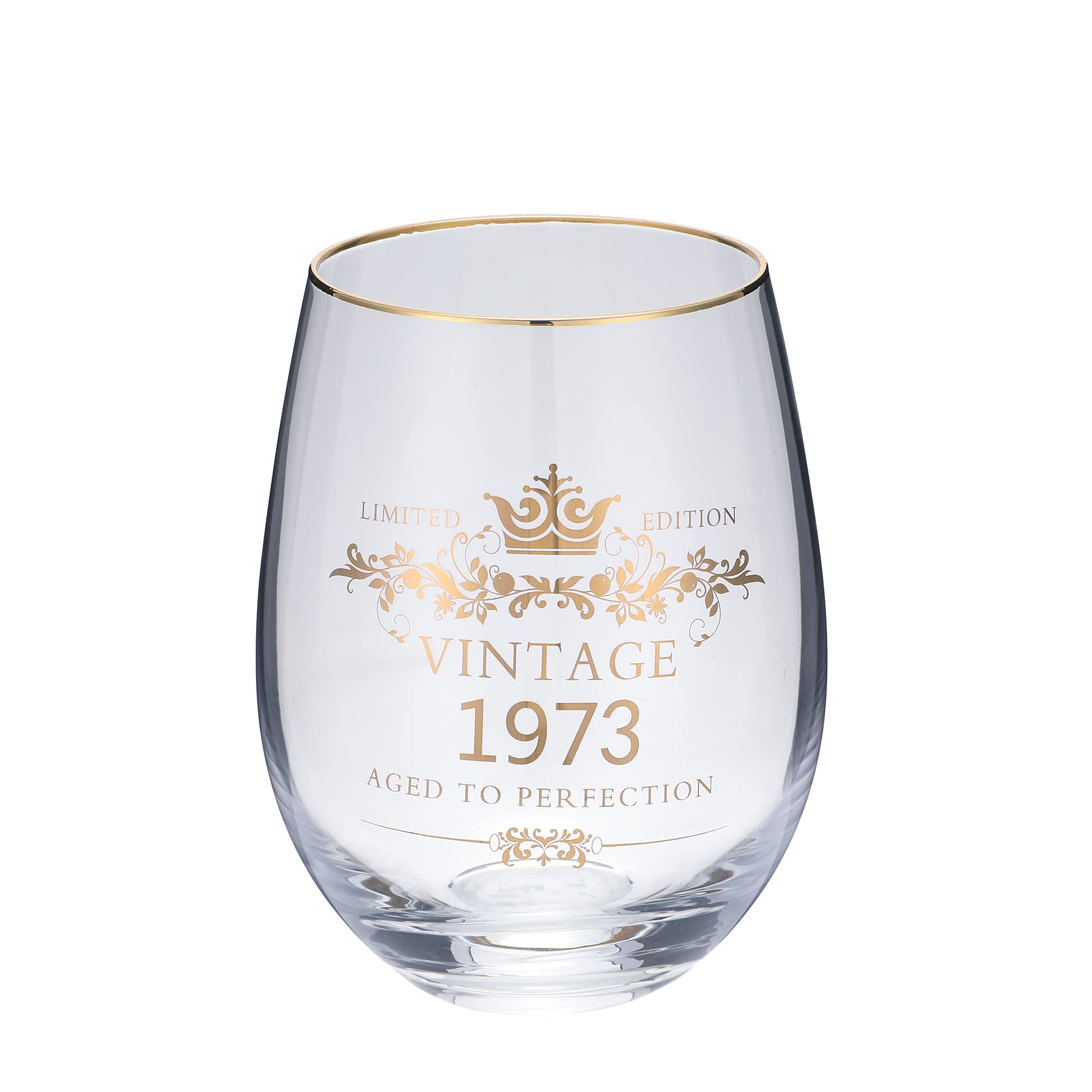 wufengye 1973 51th Birthday Gifts for Women Men 15 Ounce Wine Glasses Classic Birthday Gift Water Tumbler Juice Cup Happy Birthday Present .1973 Vintage Edition 51th Anniversary