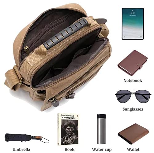 Sunsomen Mens bag Canvas Shoulder Bag Small Messenger Crossbody Bag Work Bag Vintage Multi-function (White)