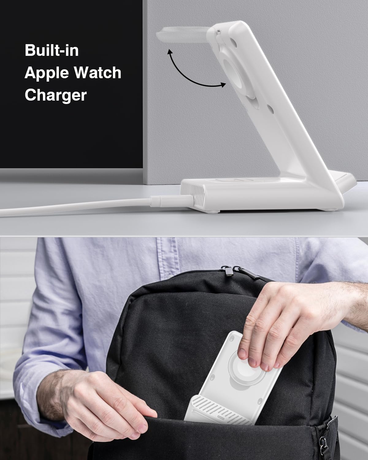 Wireless Charging Station,3 in 1 Wireless Charging Stand Made for Apple Watch Ultra 9 8 7 6 SE 5 4 3,Fast Wireless Charger Made for iPhone 15/Plus/Pro Max/14/13/12/11/X,for AirPods Pro(with Adapter)