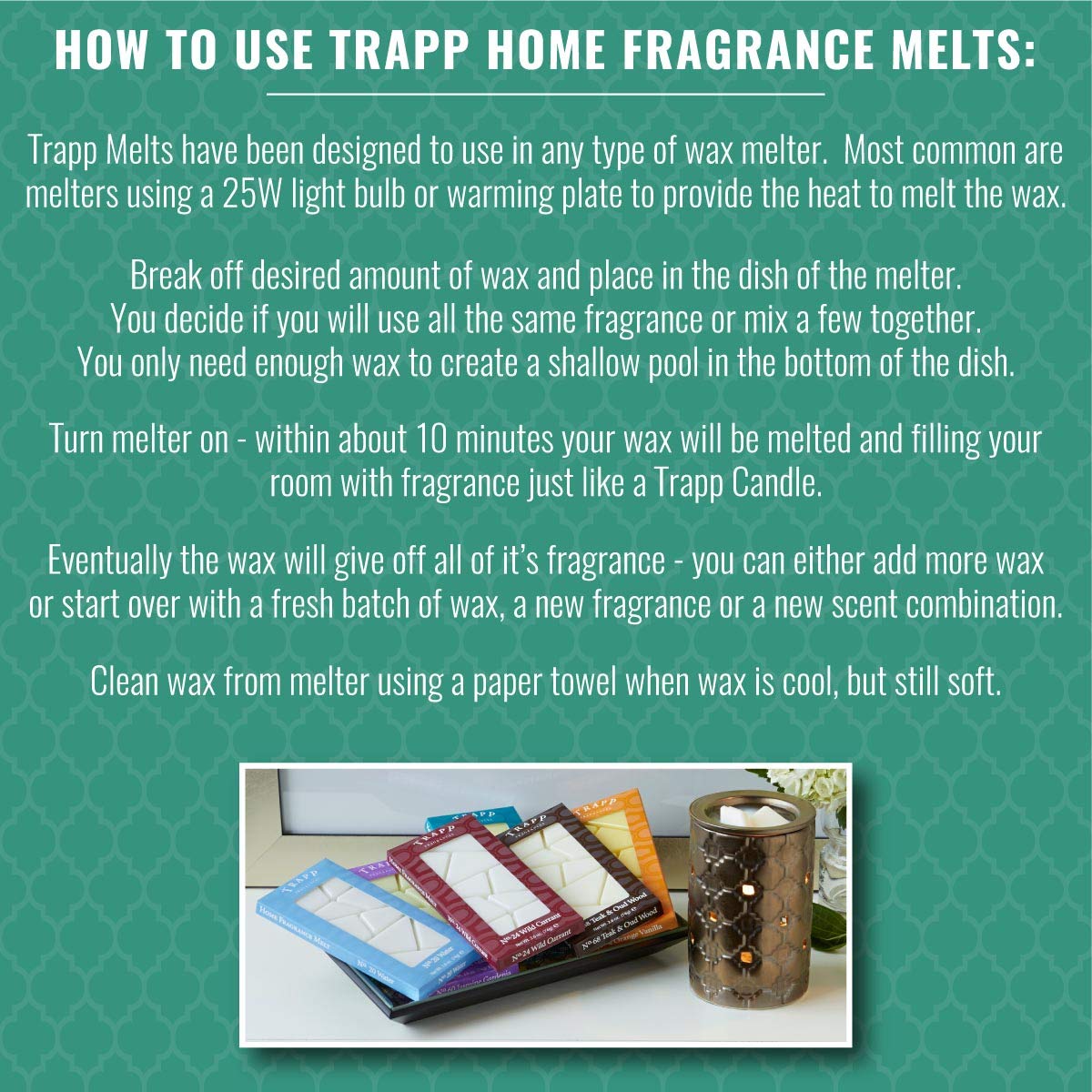 Trapp Home Fragrance Wax Melts, 2.6oz Cottage Spa Essentials Variety, Set of 3