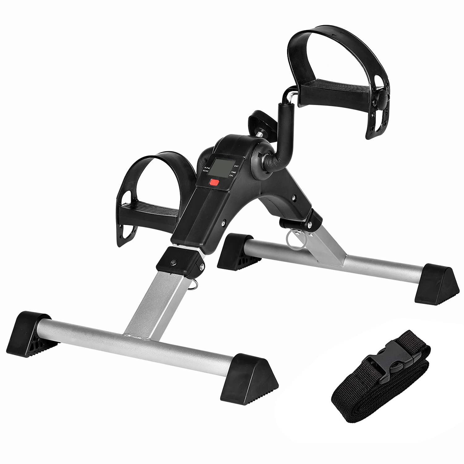 Under Desk Bike Pedal Exerciser, Folding Exercise Bike Foot Pedal Exerciser with Electronic Display for Home Exercise(Silver)
