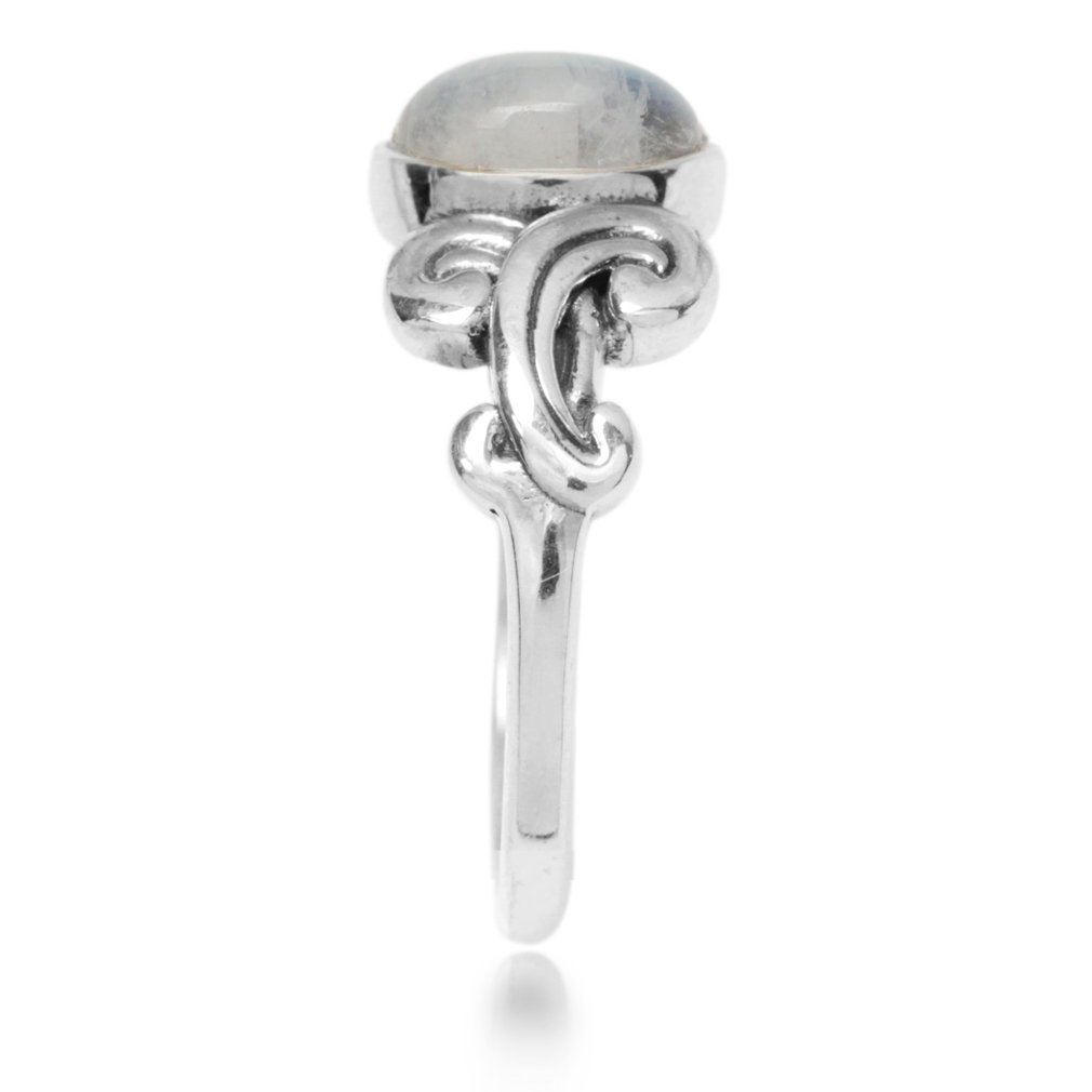 Silvershake 8X6mm Natural Oval Shape Moonstone 925 Sterling Silver Victorian Style Ring Size 7