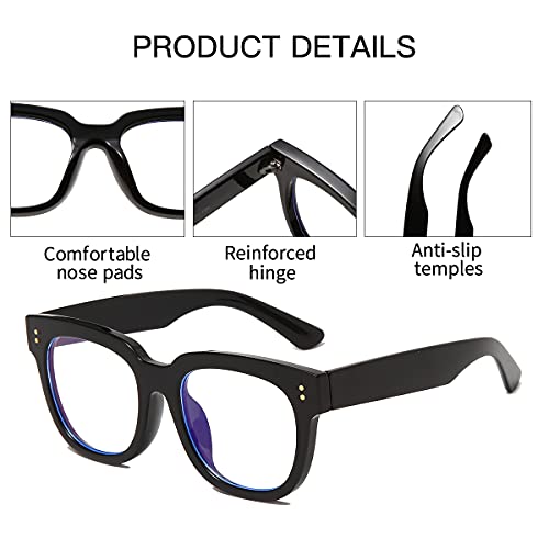 Z&L HOUSE 2 Pack Lightweight Reading Retro Square Eyeglasses Frame Filter Blue Ray Computer Game UV Ray Filter Glasses for Men Women Anti Glare Blue Light Blocking Glasses