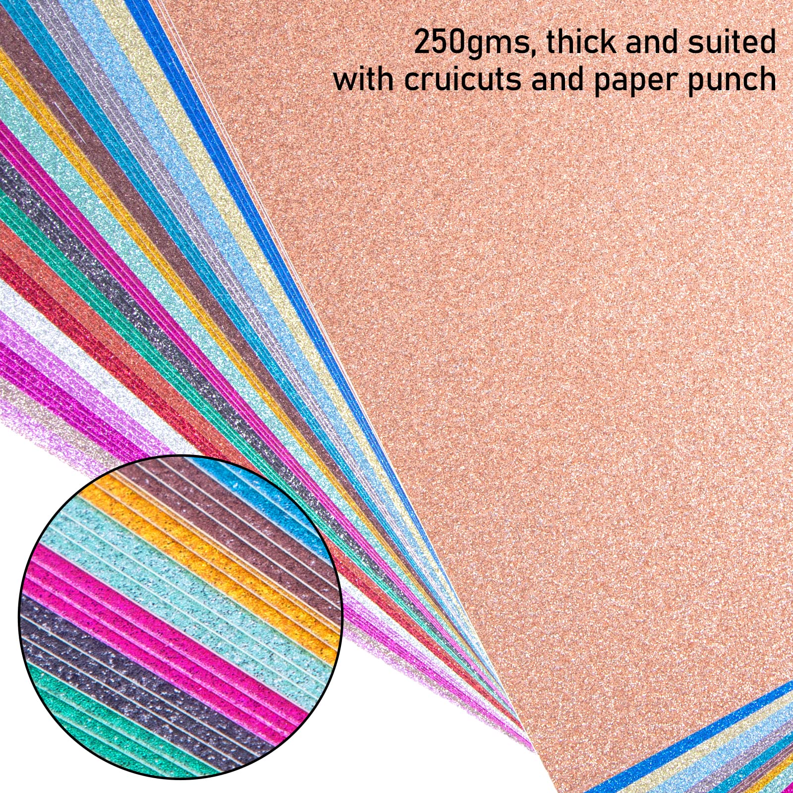 Shindel Glitter Cardstock Paper, 80 Sheets A4 Glitter Paper Bulk Premium Craft Cardstock 20 Colors for Card Making Paper Crafting