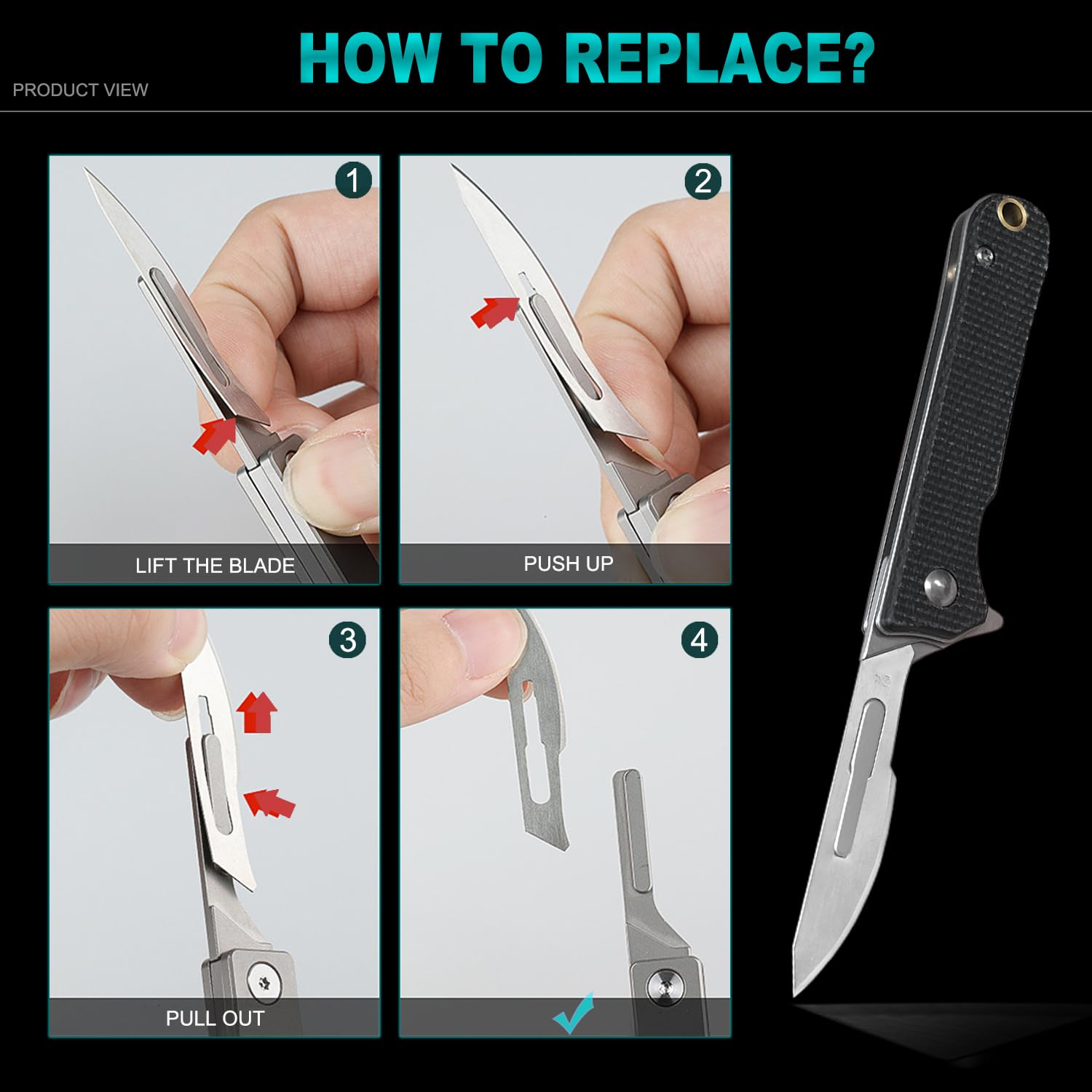 VIFUNCO Folding Scalpel Knife Micarta Handle, Pocket Knife for Men, Small Keychain Knife, Folding Razor Knives with 10pcs #24 Replaceable Blade, EDC Utility knife, Surgical Knives for Outdoor