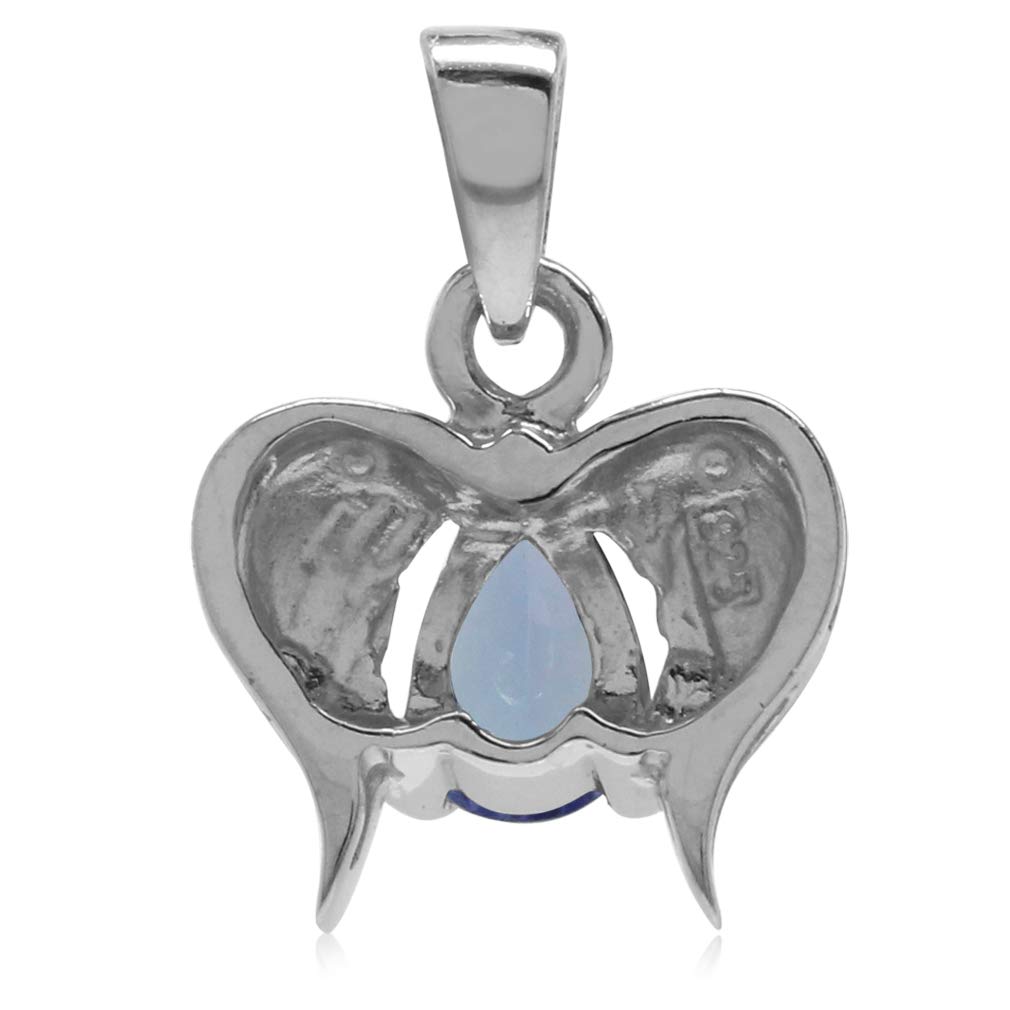 Silvershake Genuine Tanzanite 925 Sterling Silver Angel Wings Pendant
