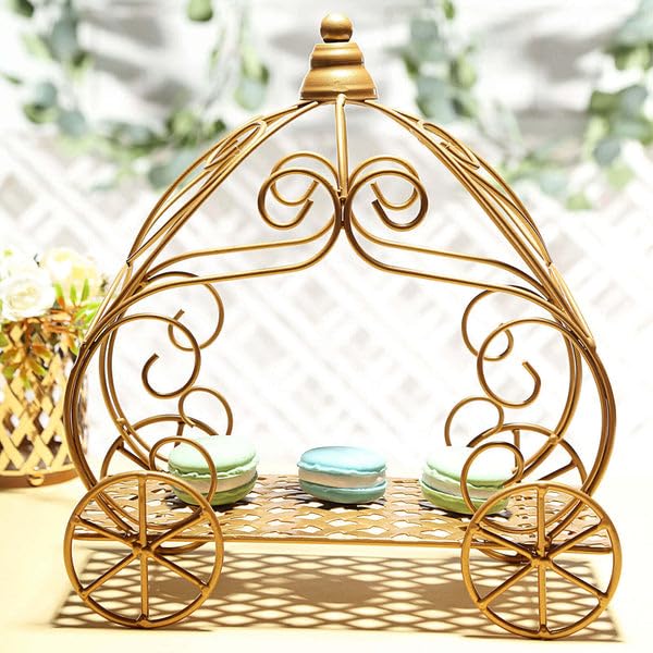 Tableclothsfactory 11" Gold Cinderella Pumpkin Carriage Centerpiece, Decorative Princess Carriage