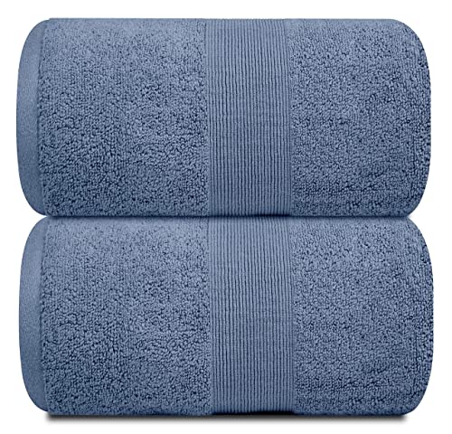 White Classic Resort Collection Soft Bath Sheet Towels | 35x70 Oversize Large Luxury Hotel Plush & Absorbent Cotton Bath Sheet [2 Pack, Blue]