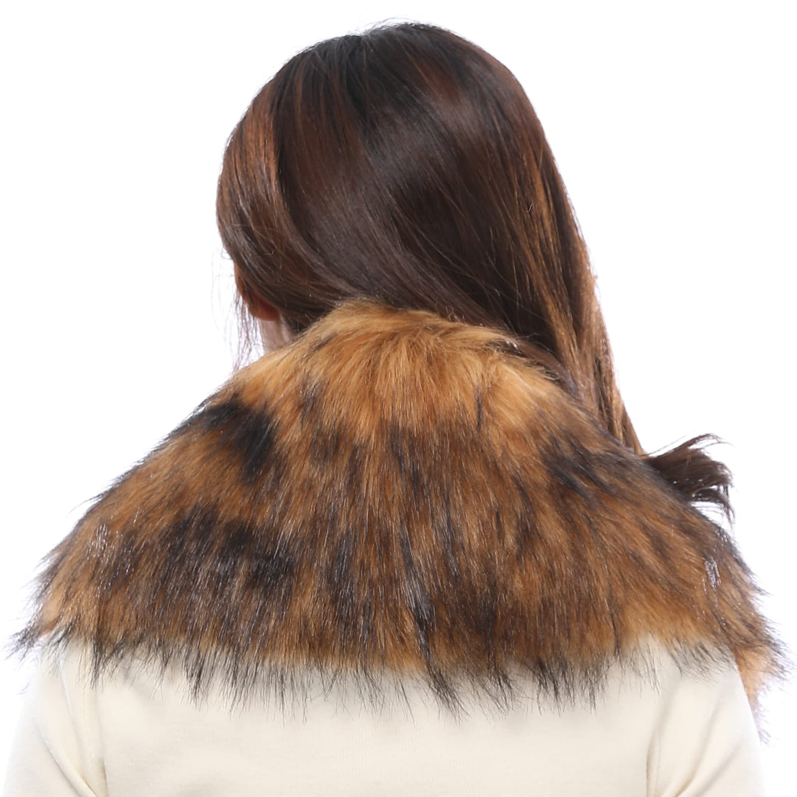 Valpeak Real Fur Collar Women's Fur Shawl Wrap for Party Winter Scarf Neck Warmer for Coat(bROWN)