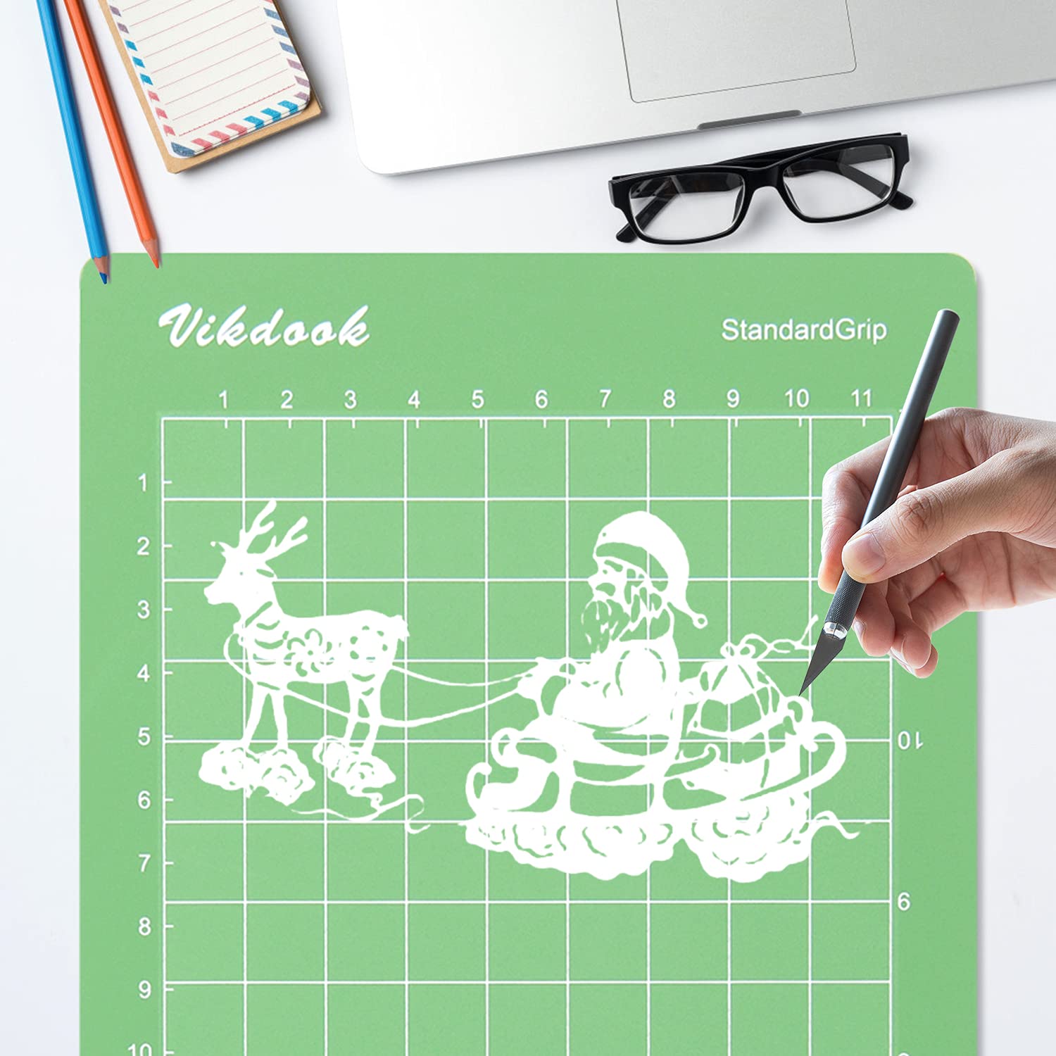 VIKDOOK Cutting Mat for Cricut Joy 4.5βX6.5β Variety Grip Sticky Cutting Mat Pack Blue Light Grip Green Standard Grip Purple Strong Grip 3 Mats Pack