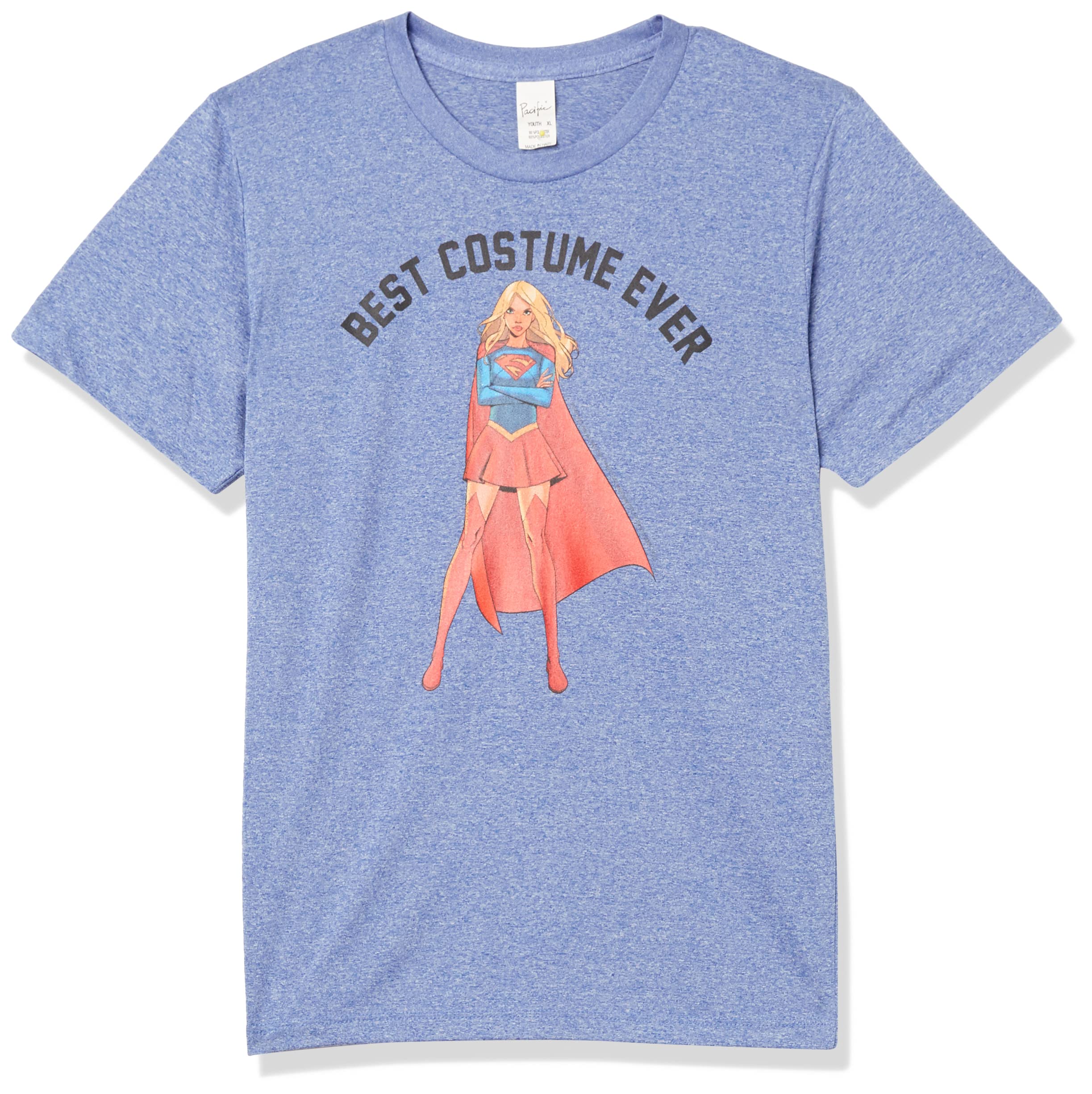 Warner Brothers Superman Best Supergirl Costume Boy's Performance Tee, Royal Blue Heather, Youth Large