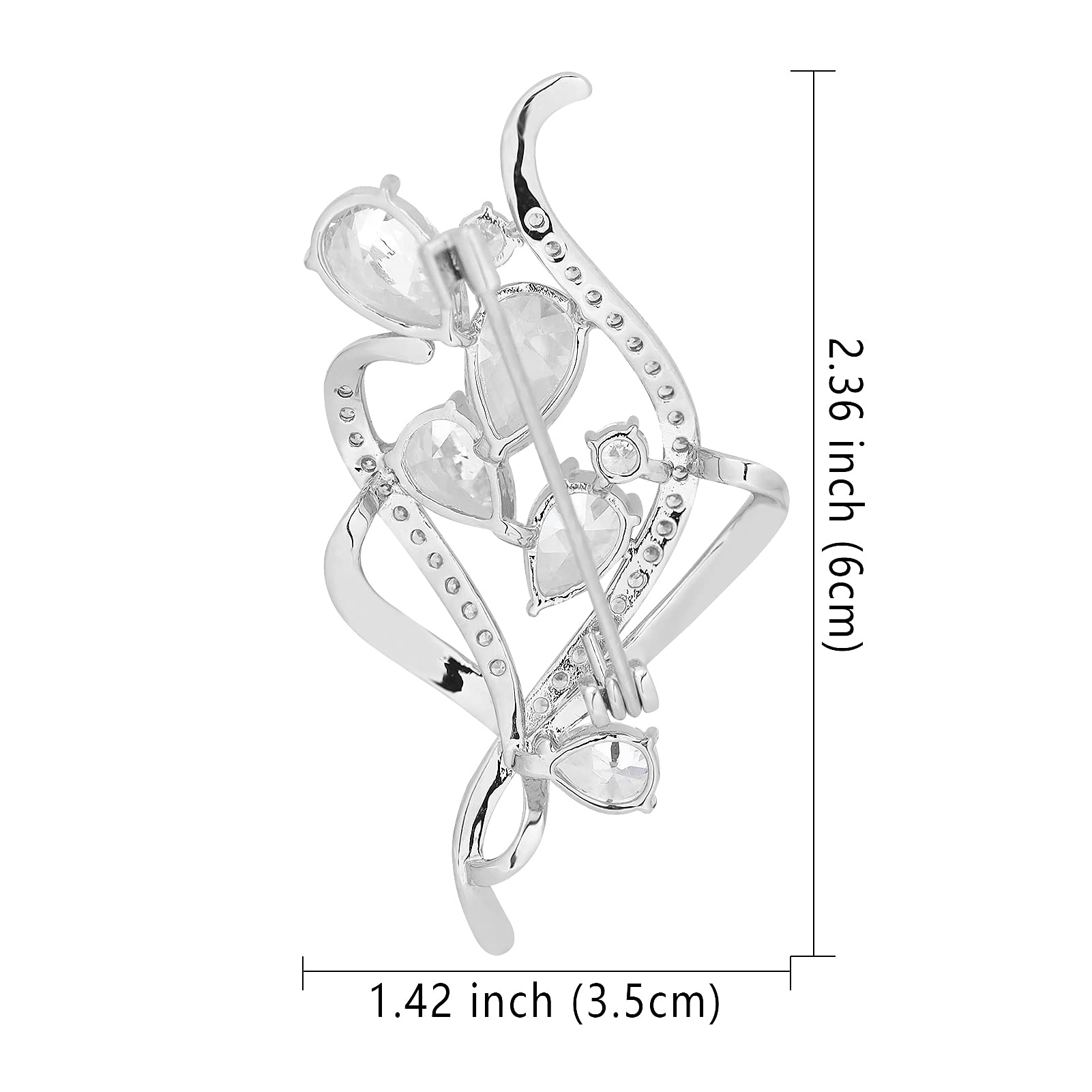 Zirconia Crystal Flower Brooches Pins for Women bouquets Costume Jewelry Gifts (silver)