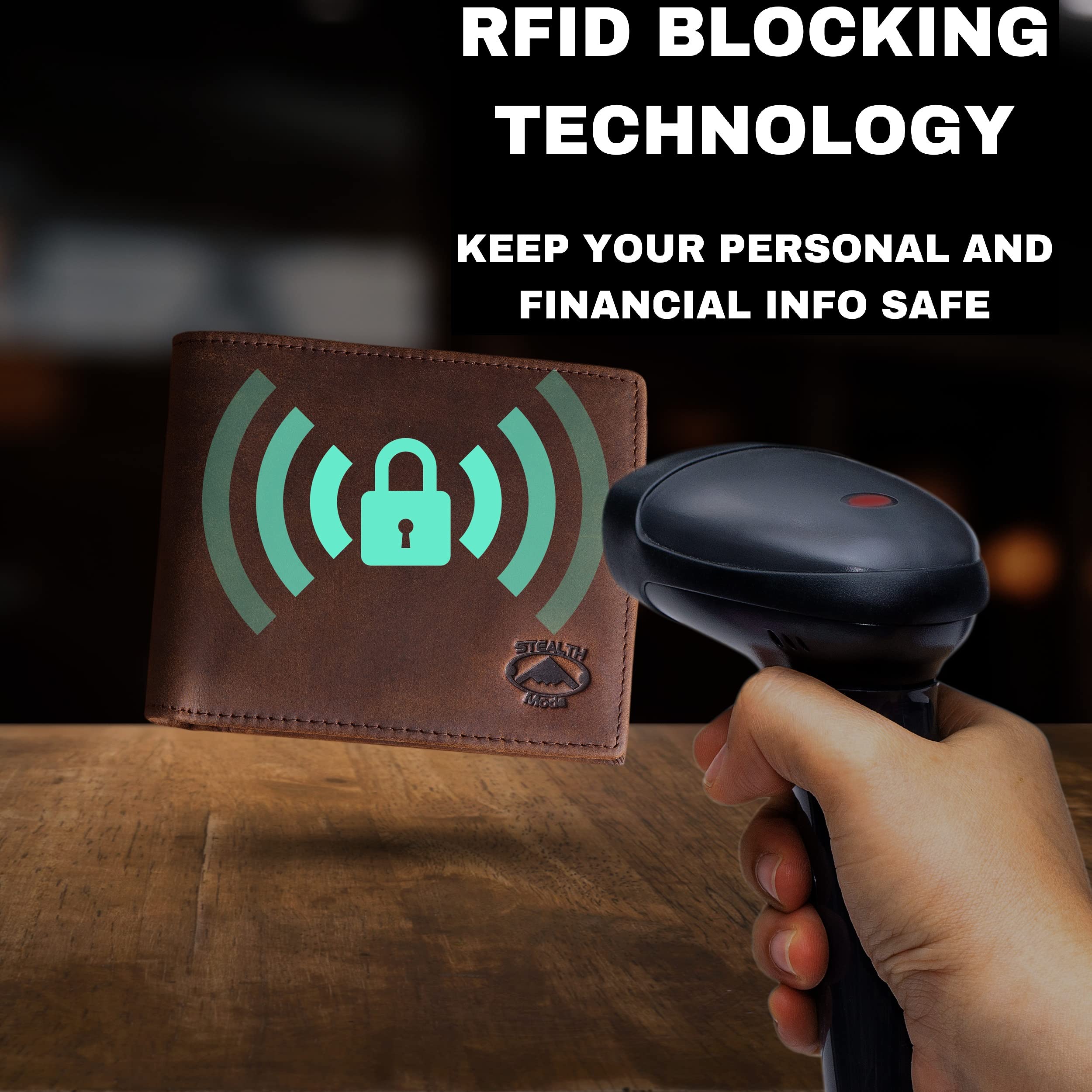 Stealth Mode Leather Bifold Wallet for Men With ID Window and RFID Blocking