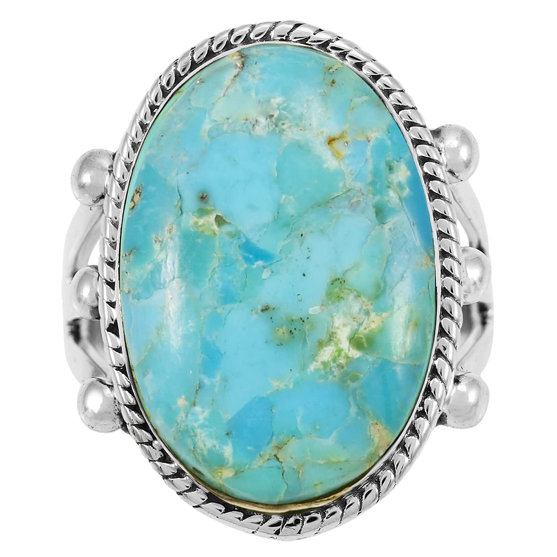 Turquoise Ring Sterling Silver 925 Genuine Gemstones Size 6 to 11 (Choose Color) (Turquoise, 6)