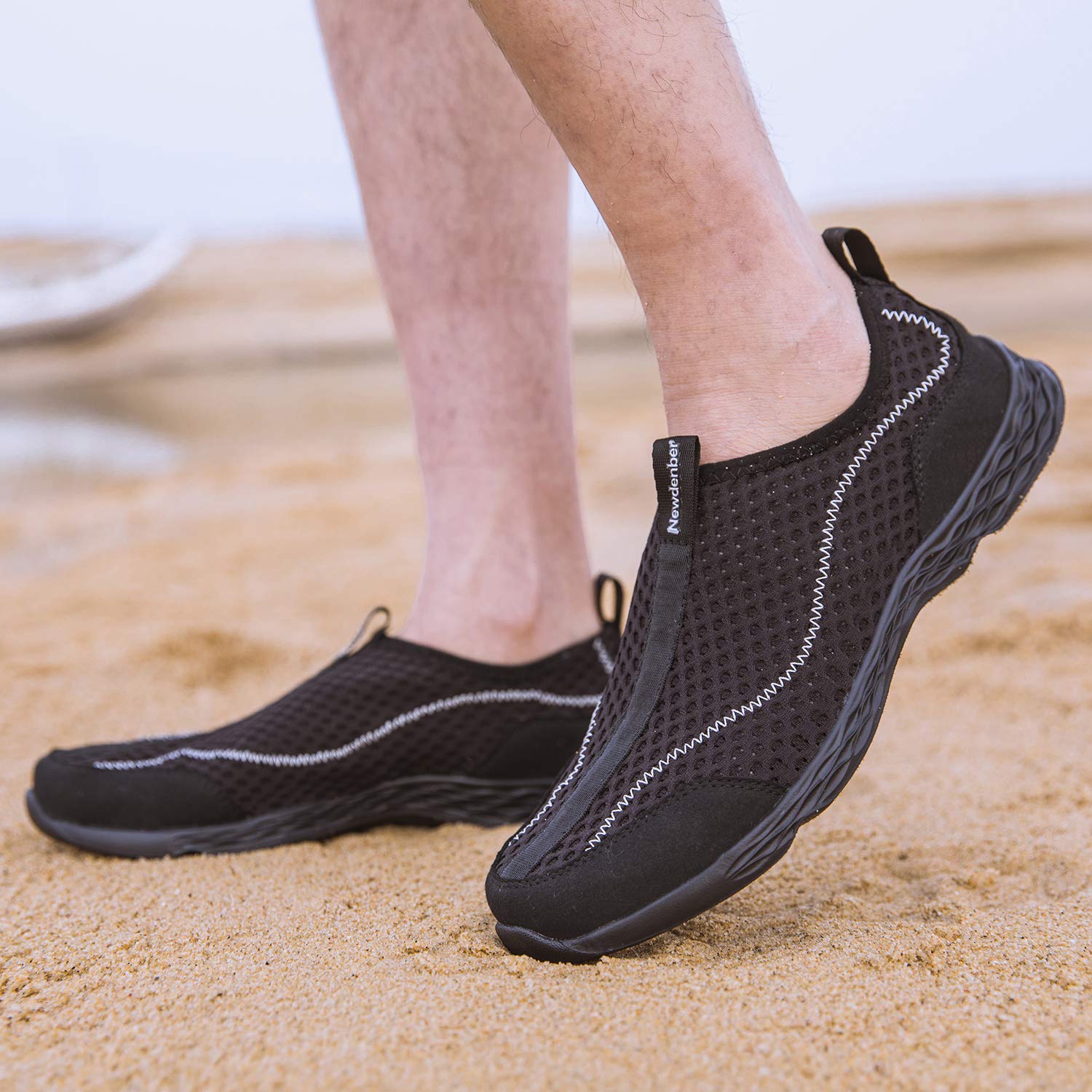WOTTE Men's Water Shoes Quick Drying Sports Aqua Shoes(Size 15,Black-1414)