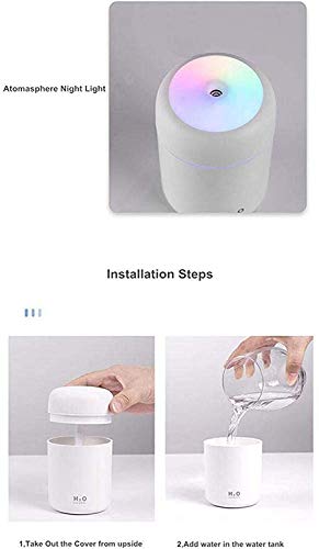 SURPZON USB Cool Mist Humidifier, 300ml Mini Portable Humidifier with 7 Color LED Night Light, Adjustable Mist Mode and Auto Shut-Off (Black)