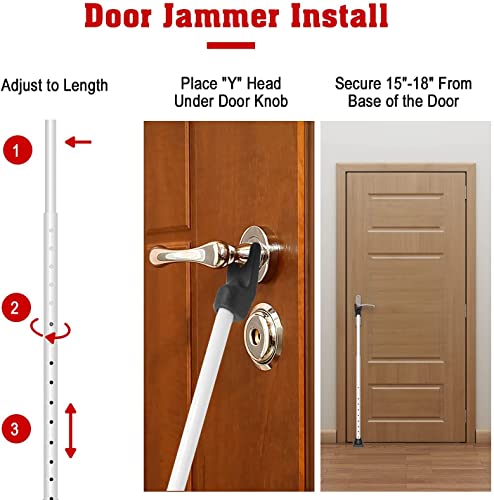 SECURITYMAN Adjustable Door Security Bar - Constructed of High Grade Iron - Great for Apartment Security or Home Protection Door Stoppers -(22.25” - 43.7” for Doors) (22.25” - 39.25” for Patio), White