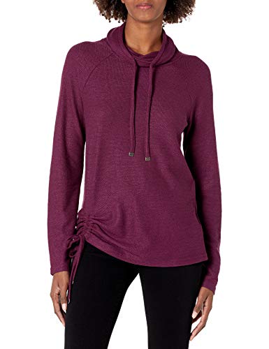 Tribal Women's L/S Funnel Neck TOP-Wine, S