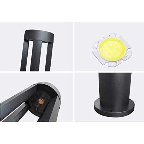 XMMDD Column Head Lamp, Lawn Lamp Outdoor Waterproof Garden Lamp Home Outdoor, Black, Aluminum