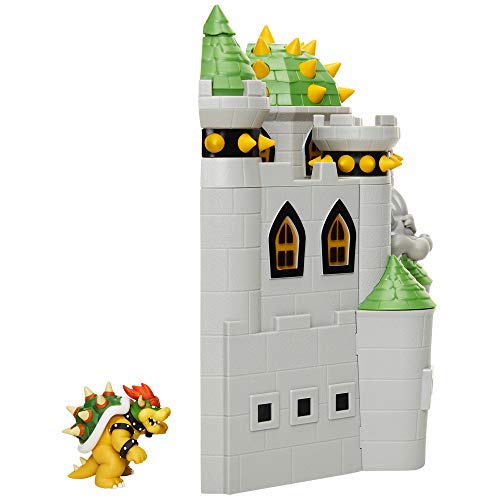 Super Mario Nintendo Deluxe Bowser's Castle Playset with 2.5" Exclusive Articulated Bowser Action Figure, Interactive Play Set with Authentic in-Game Sounds