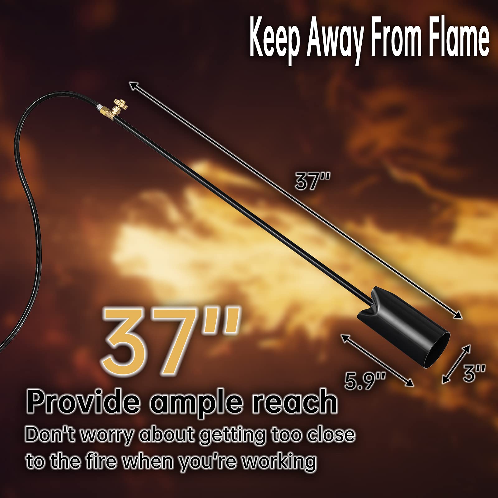 YOUDO 500,000 Propane Weed Torch Burner with CSA Certificate, 61'' Extra Long Hose, Flint Ignitor & Flame Control, Propane Torch for Garden Weeder,Roofing,Snow Melting and Ice