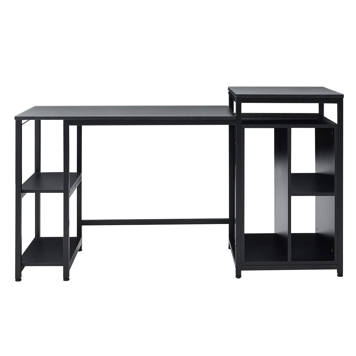 YOLENY Computer Desk with Storage Bookshelves,47 inch Modern Sturdy Writing Desk,PC Table with Space Saving Design,Home Office Desk Workstation for Home Office,Black