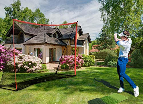 WhiteFang Golf Net Bundle Golf Practice Net 10x7 feet with Golf Chipping Nets Golf Hitting Mat & Golf Balls Packed in Carry Bag for Backyard Driving Indoor Outdoor (3 in 1)