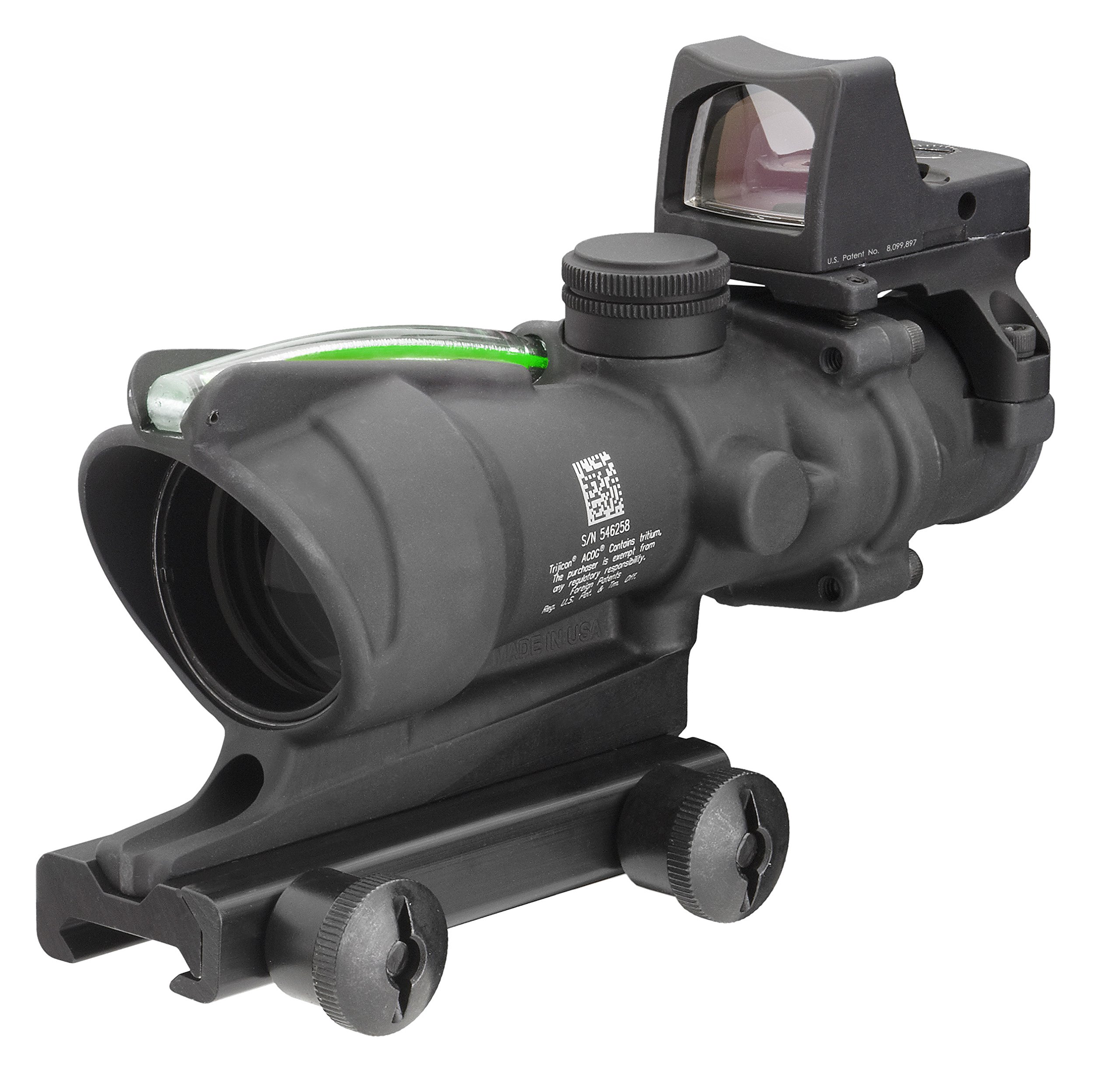 Trijicon 4x32mm ACOG Dual Illumination Green Chevron .223 Reticle 3.25 MOA RMR Sight TA51 Mount Black Optics