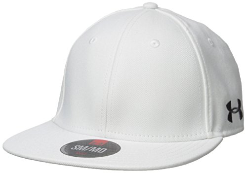 Under Armour Men's Flat str Baseball Hat, White (100)/Black, Medium/Large