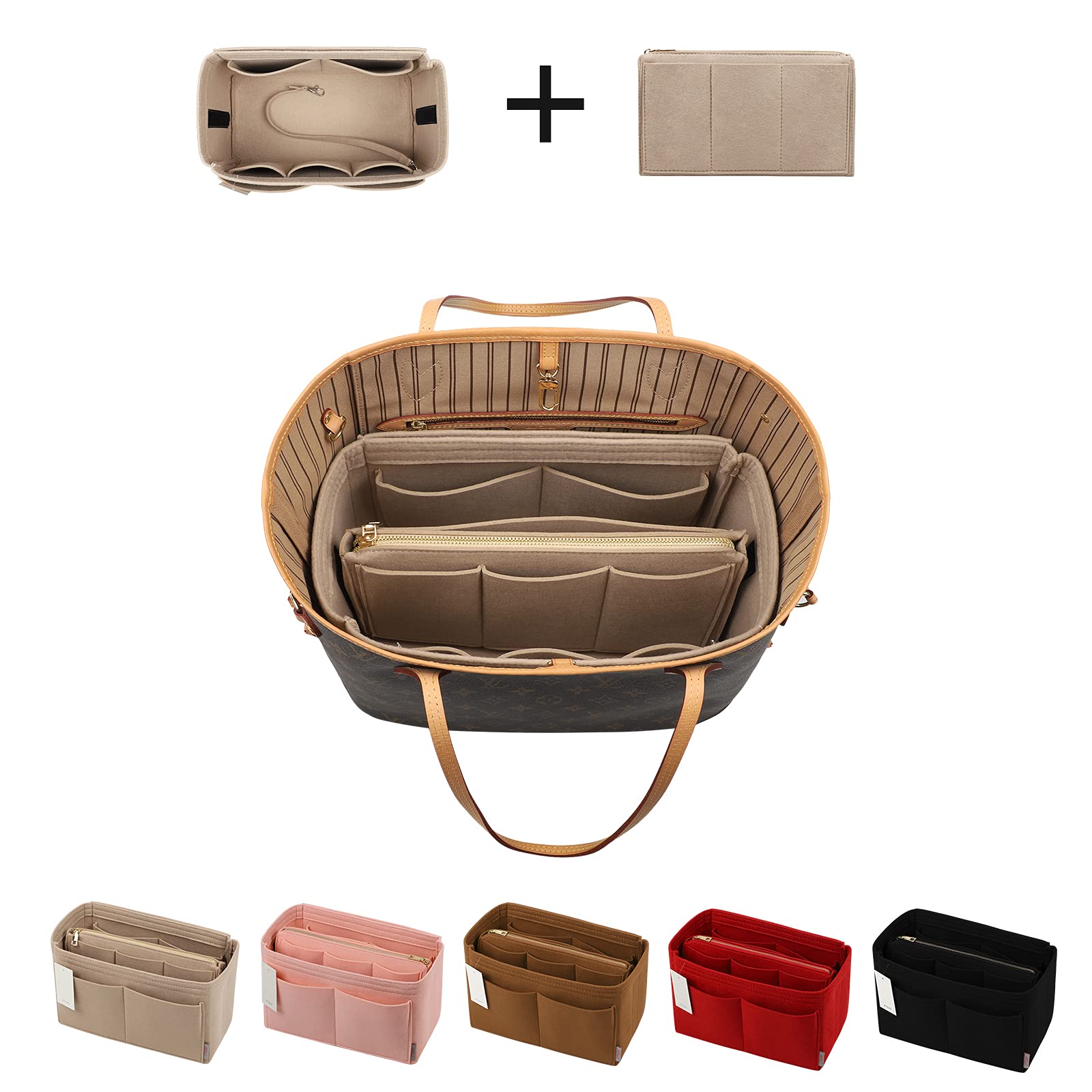ZTUJO Purse Organizer, Tote Organizer For Speedy Neverful Graceful (Beige, Slender Medium)