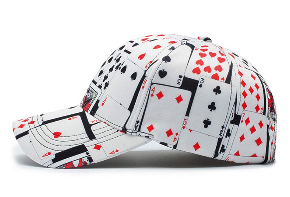 WISHLOL Poker Game Playing Card Adjustable Cotton Baseball Hat Cap Visor Unisex Hip Hop Hat, 1, Medium