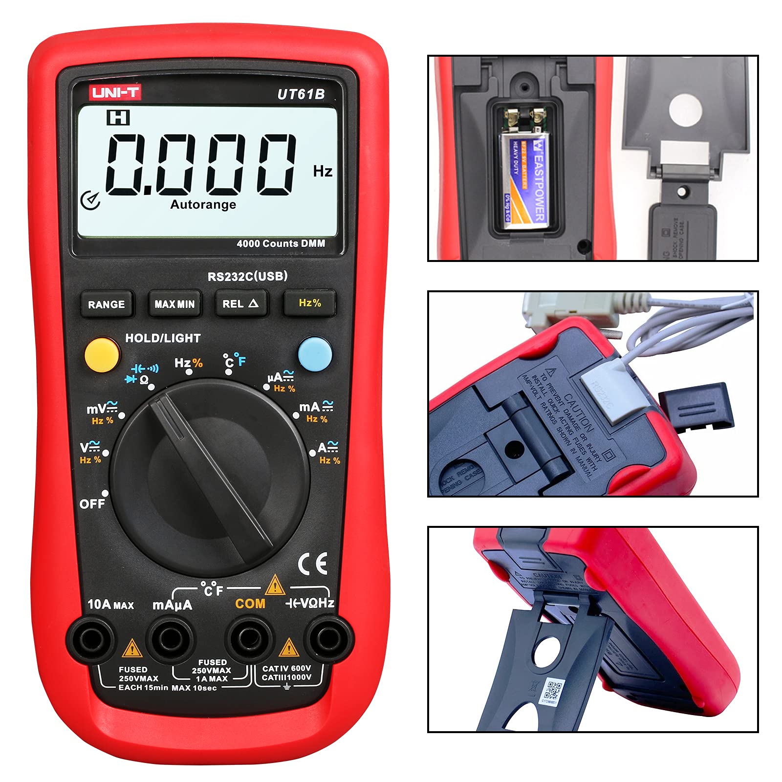 UNI-T UT61B Modern Digital Multimeter Auto Range Backlight,True RMS,Temperature Tester